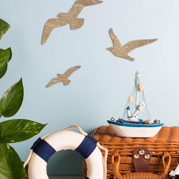 Wall Decor | New 3 Pcs Wooden Seagull Wall Decor Beach Nautical Coastal ...